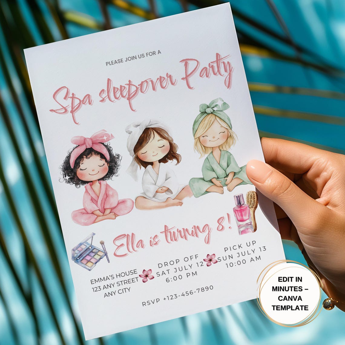 Spa Birthday Invitation for Girls: Editable Pamper Party Invite (canva ...