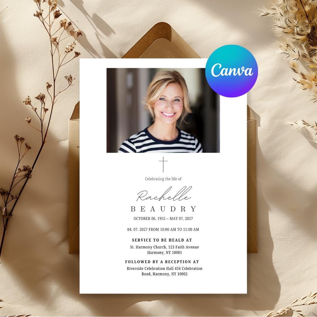 Funeral Invitation | Printable Order of Service | Simple Memorial ...