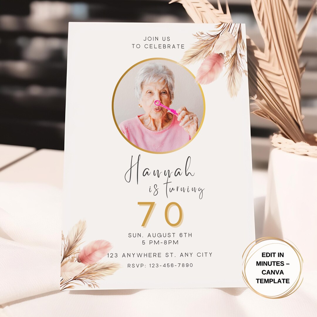 70th Birthday Invitation | Editable 70th Birthday Party Invite ...