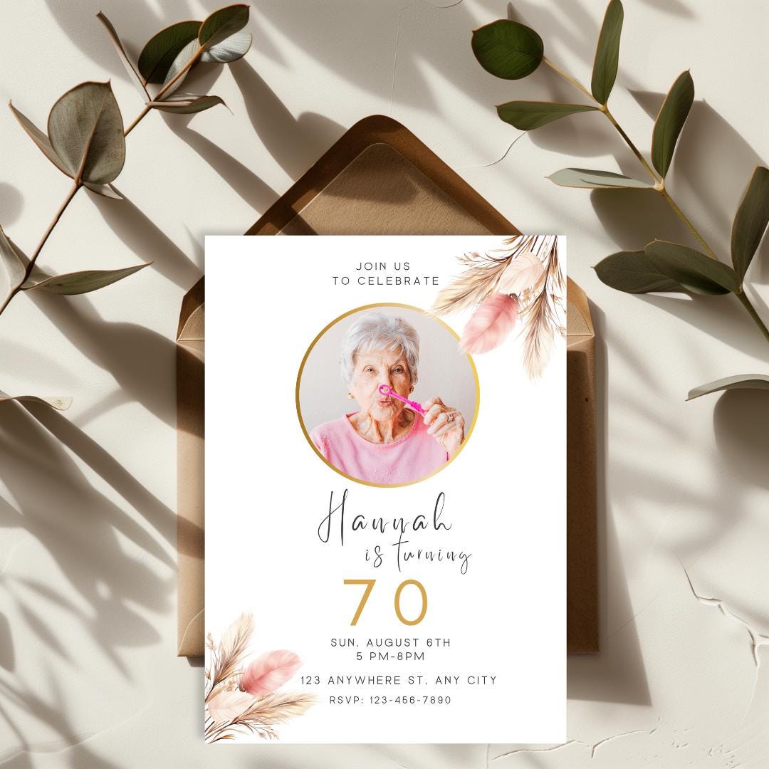 70th Birthday Invitation | Editable 70th Birthday Party Invite ...