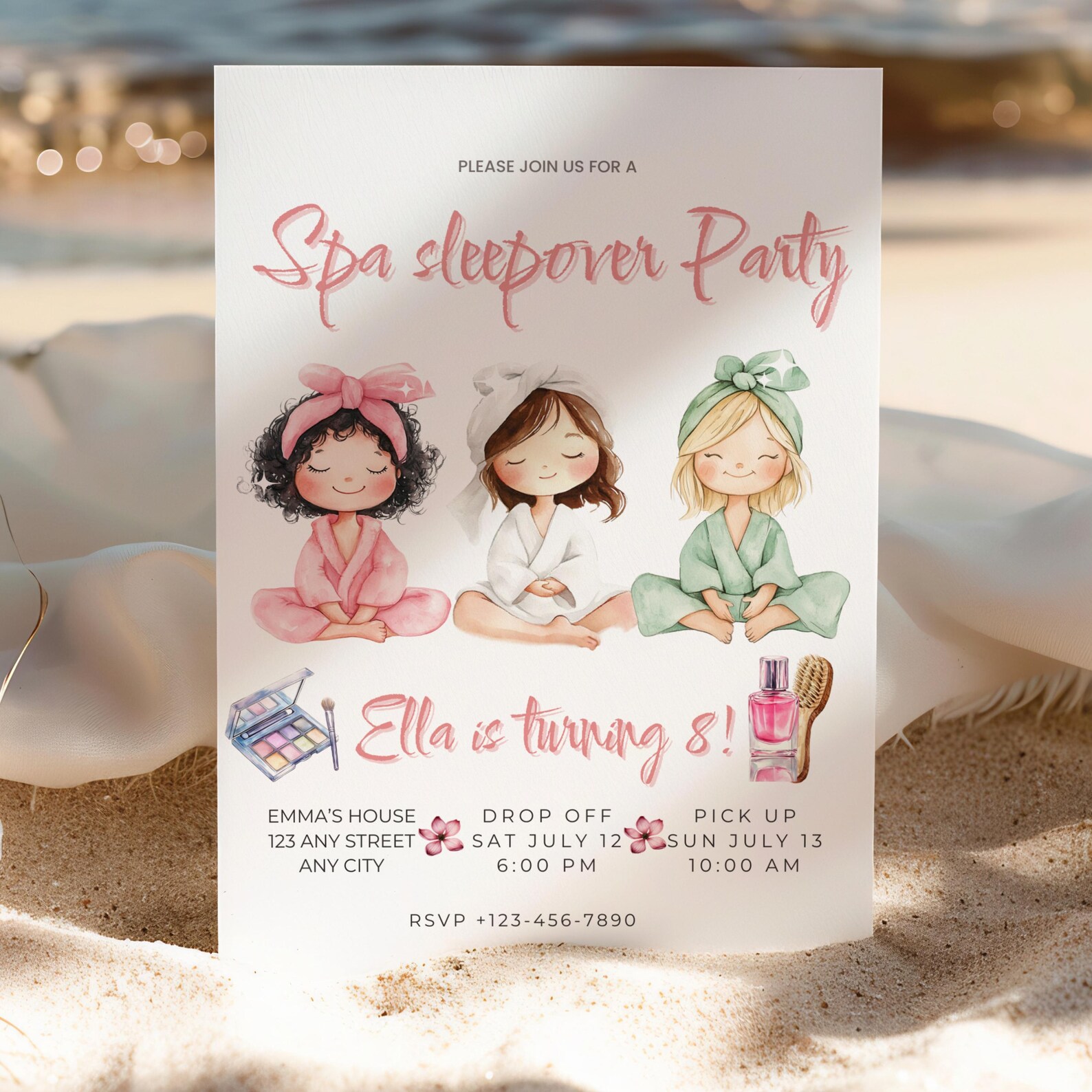 Spa Birthday Invitation for Girls: Editable Pamper Party Invite (canva ...