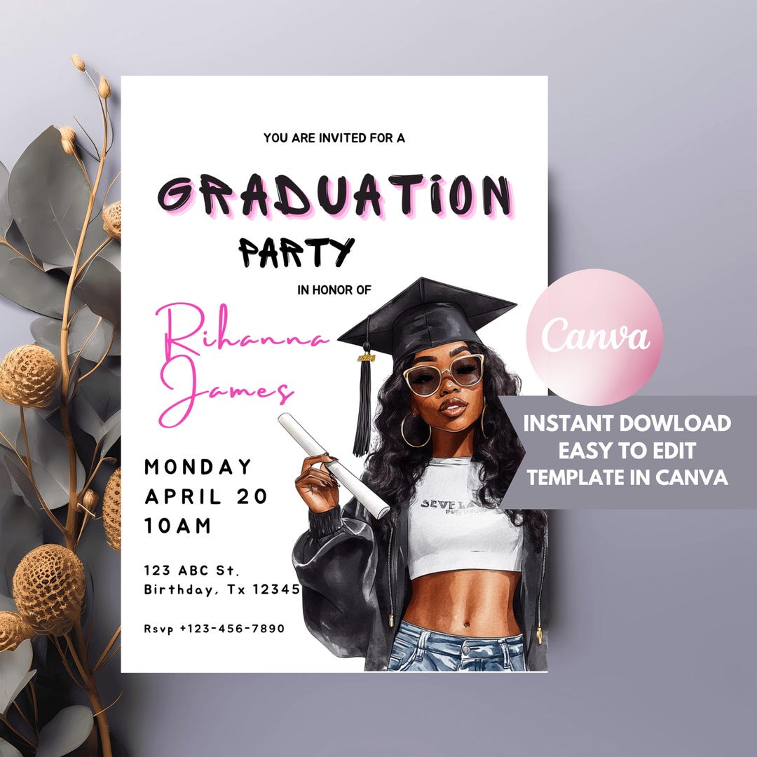 Editable Graduation Party Invitation Template | Trendy Graduation ...