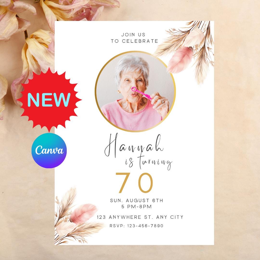 70th Birthday Invitation | Editable 70th Birthday Party Invite ...