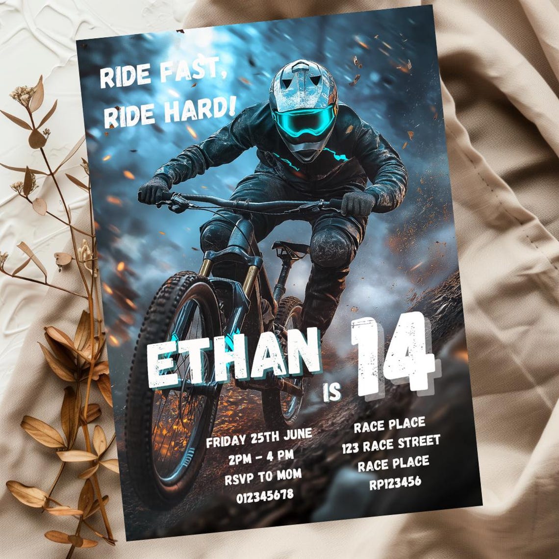 Mountain Bike Birthday Invitation: Extreme Sports Canva Template ...
