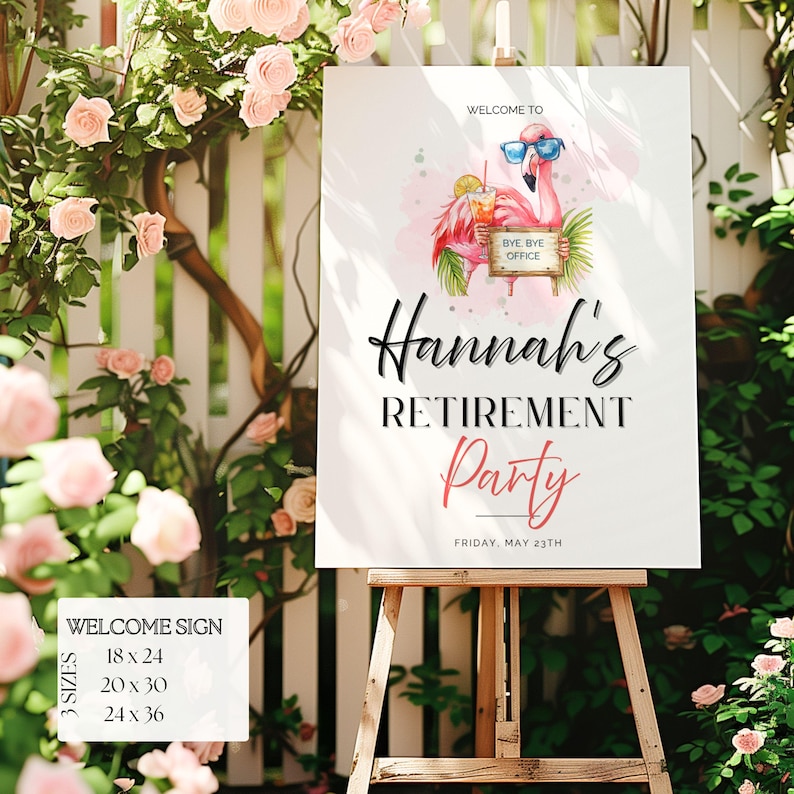 Flamingo Retirement Party Welcome Sign: Tropical Farewell (editable ...