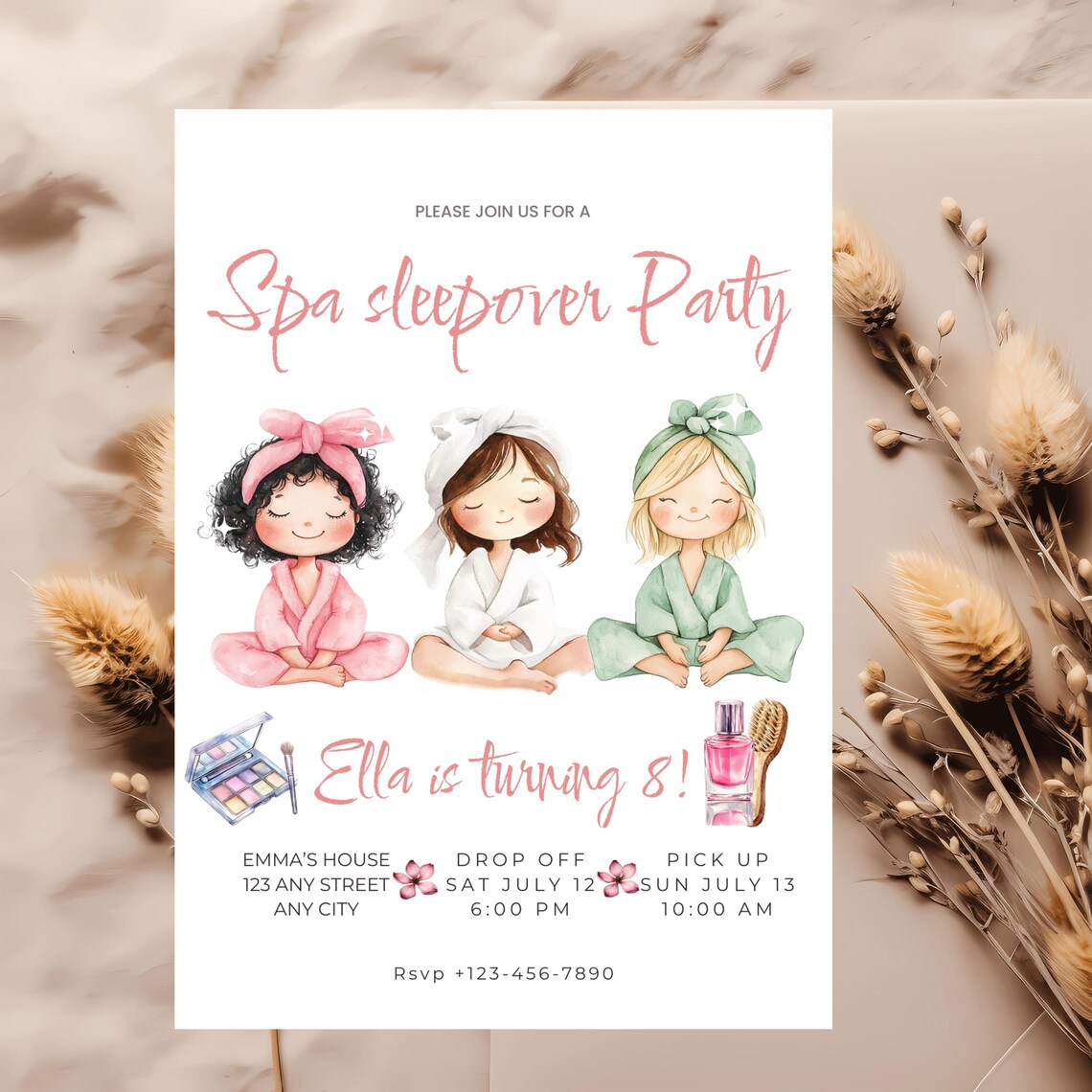Spa Birthday Invitation for Girls: Editable Pamper Party Invite (canva ...