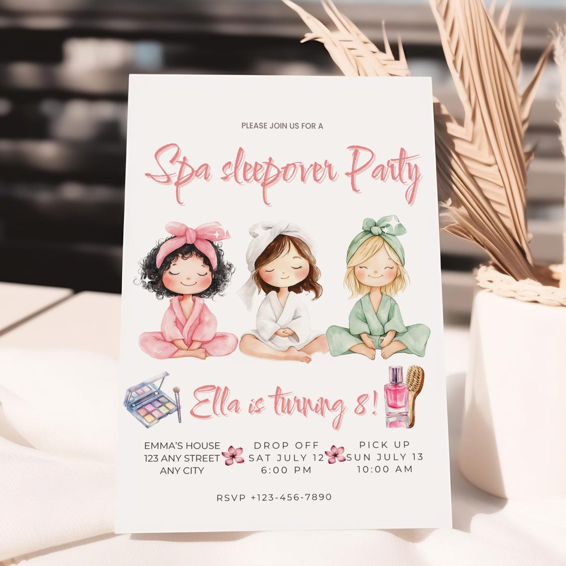 Spa Birthday Invitation for Girls: Editable Pamper Party Invite (canva ...