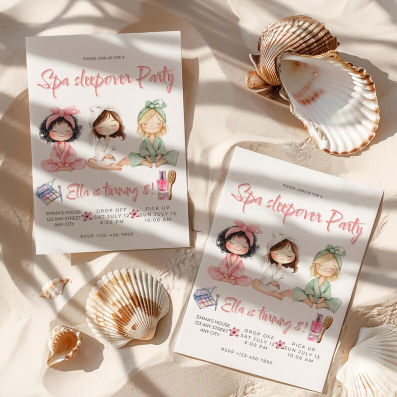 Spa Birthday Invitation for Girls: Editable Pamper Party Invite (canva ...