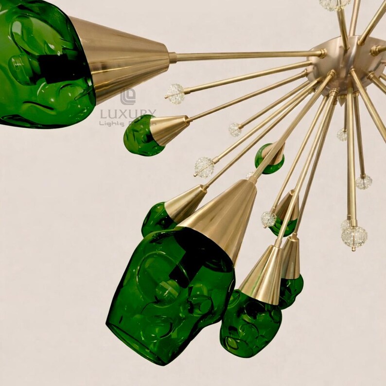 Modern Italian 1950s Stilnovo Sputnik Glass Green 14 Arms Roly-poly ...