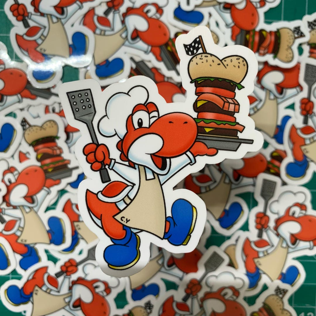 Chef Yoshi Sticker: Mario Kart World, Waterproof Vinyl Die Cut - Etsy
