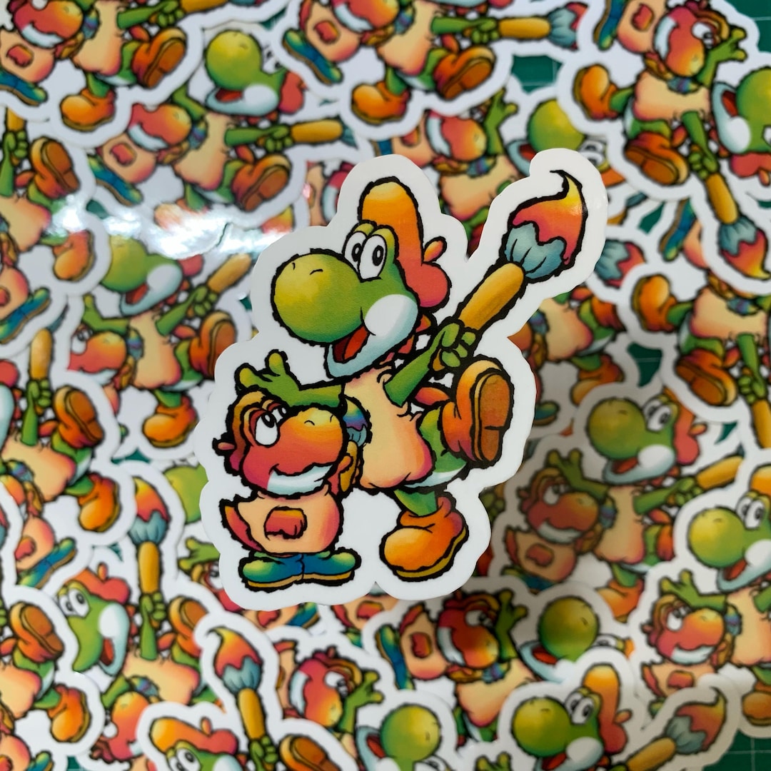 Painter Yoshi Sticker: Yoshi's Island, Waterproof Die Cut Vinyl Decal ...