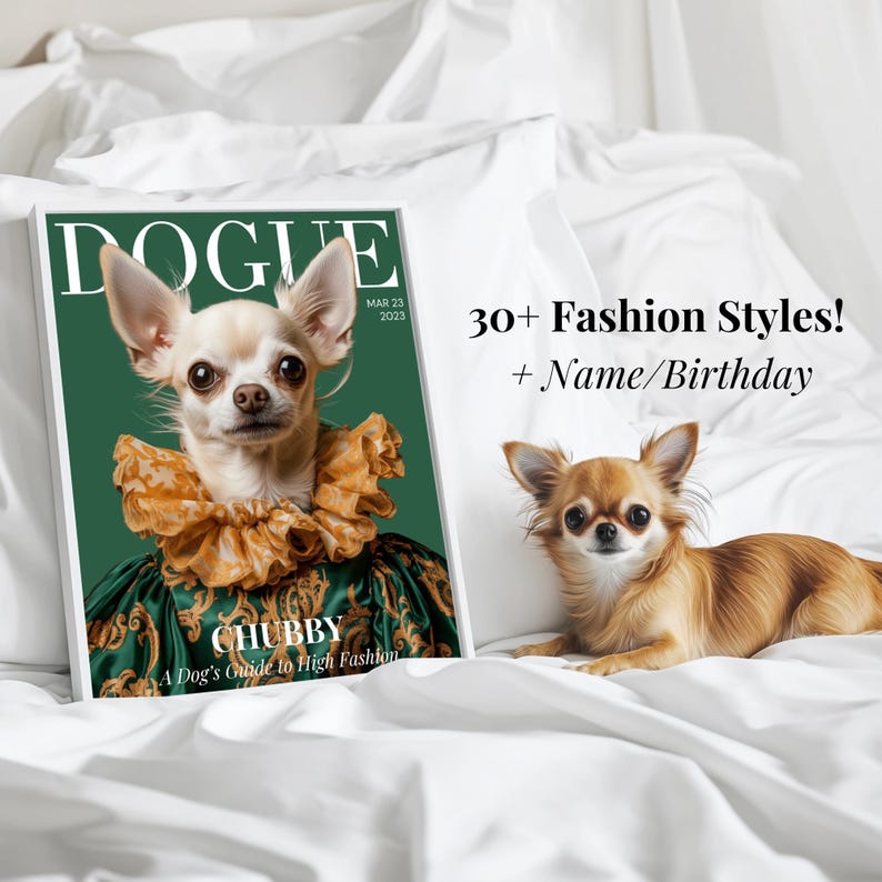 Personalized Pet High Fashion Runway Portrait Custom Dog Magazine Cover ...