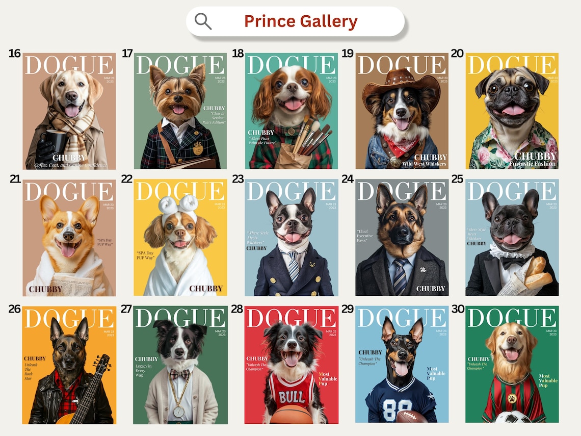 Custom Pet Fashion Magazine Cover Stylish Pet Art Personalized Dog ...
