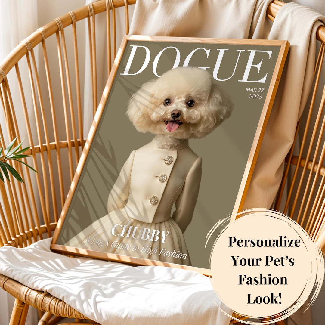 Custom Luxury Dog Fashion Portrait Pet Couture Fashion Magazine Cover ...