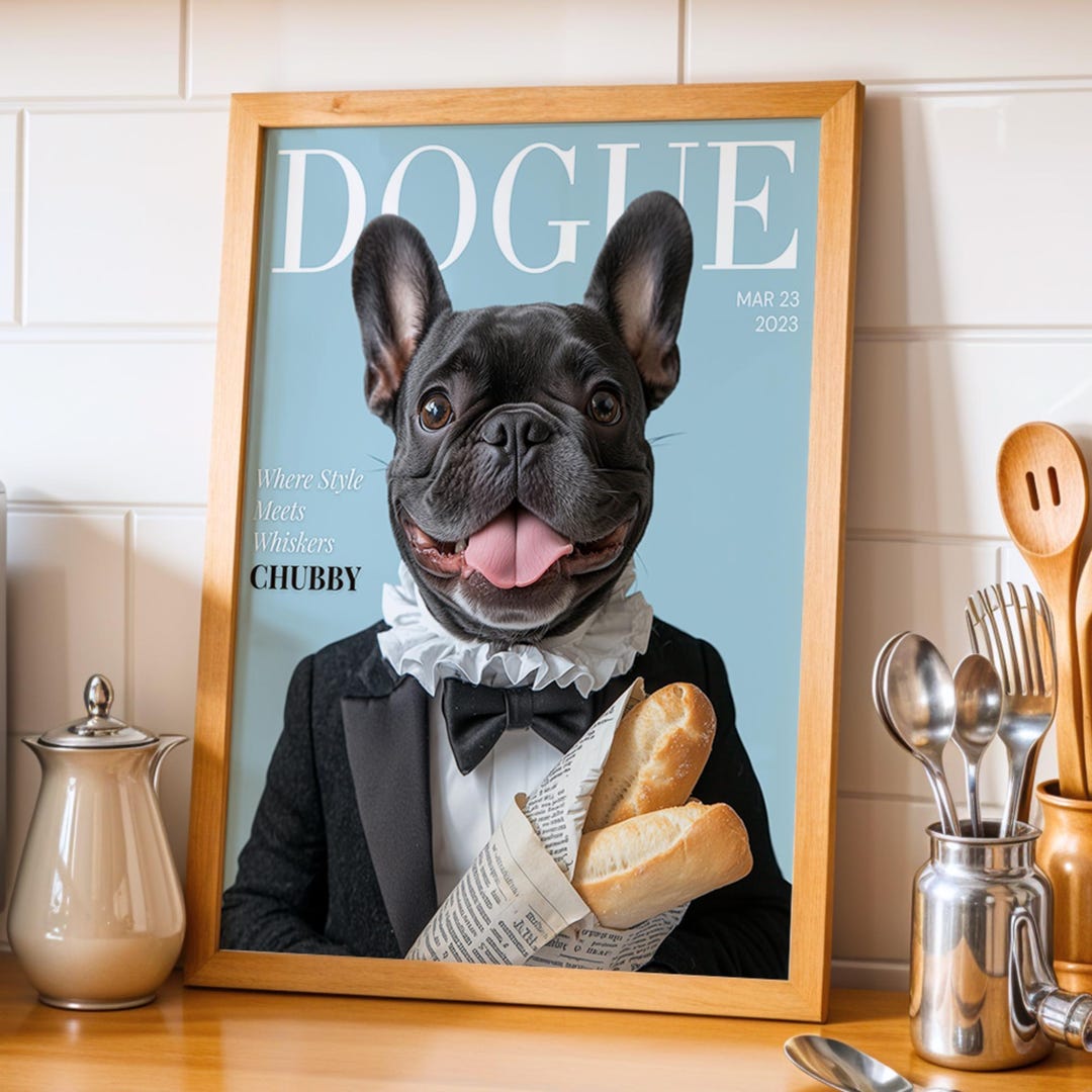 Custom Dog Photo Magazine Cover Personalized Dog Art Print Kitchen Wall ...