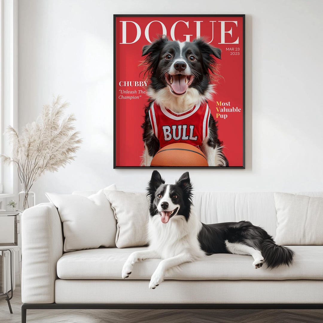 Custom Pet Sports Poster Personalized Dog Art Magazine Cover Sports ...