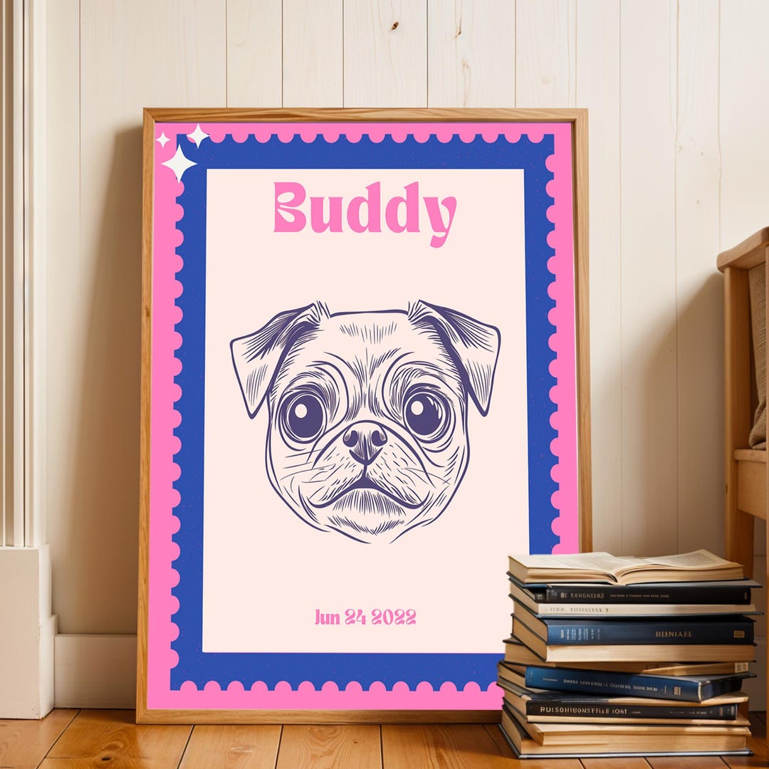 Custom Dog Wall Decor Vintage Pet Poster Hand Drawn Illustration Dog ...