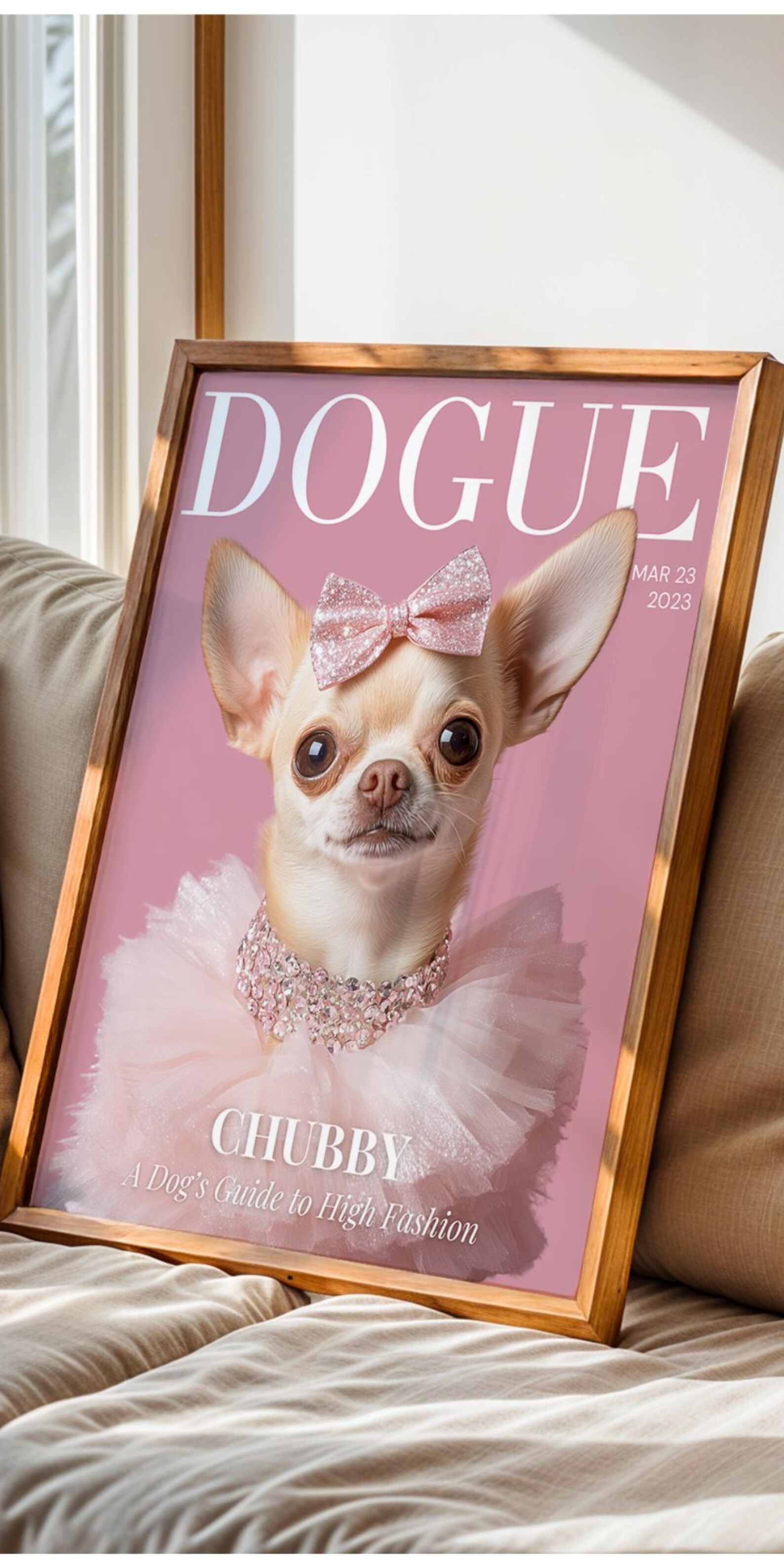 Custom Princess Pet Portrait Personalized Dog Fashion Magazine Cover ...