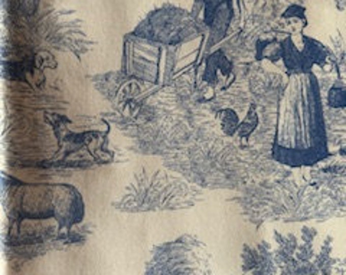 Pastoral Blue Toile Drapery or Upholstery Fabric Large Print - Etsy