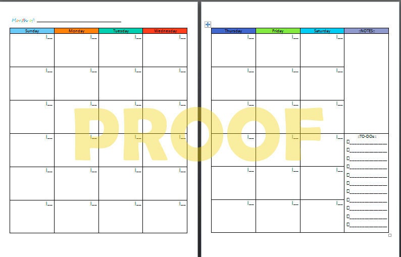 Undated Monthly and Weekly Calendar - Etsy