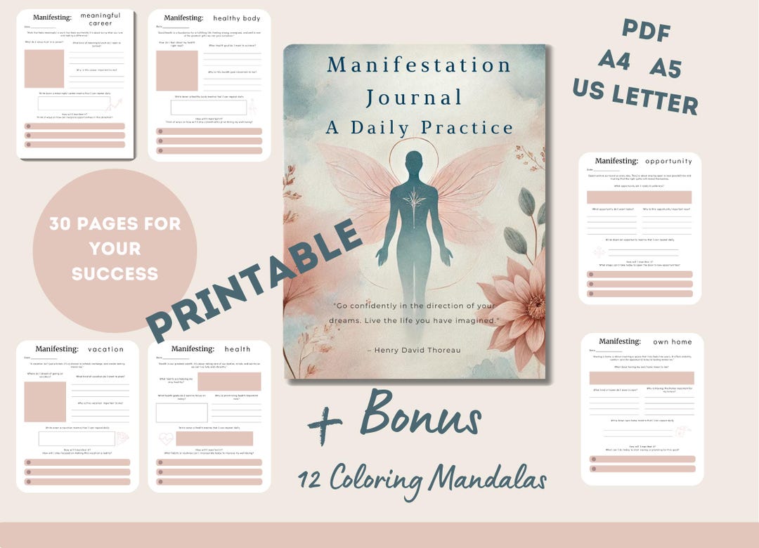 Manifestation Journal Printable, Law of Attraction, Gratitude, Goal ...
