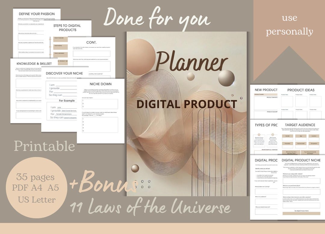 Printable Digital Product Planner ,digital Product Shop Bundle, Seller ...