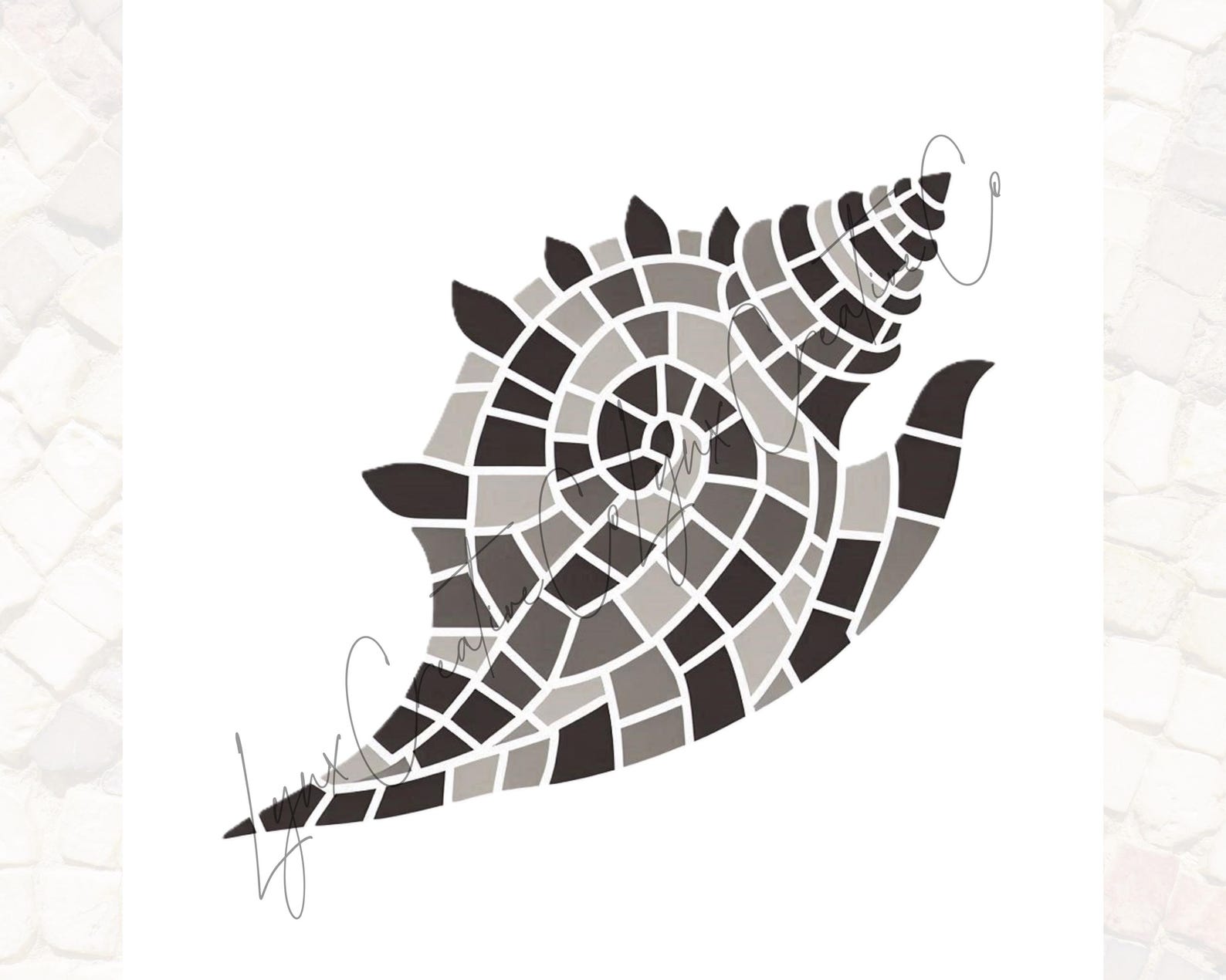 Seashell Mosaic Template Art Pattern – Digital Download – Printable ...