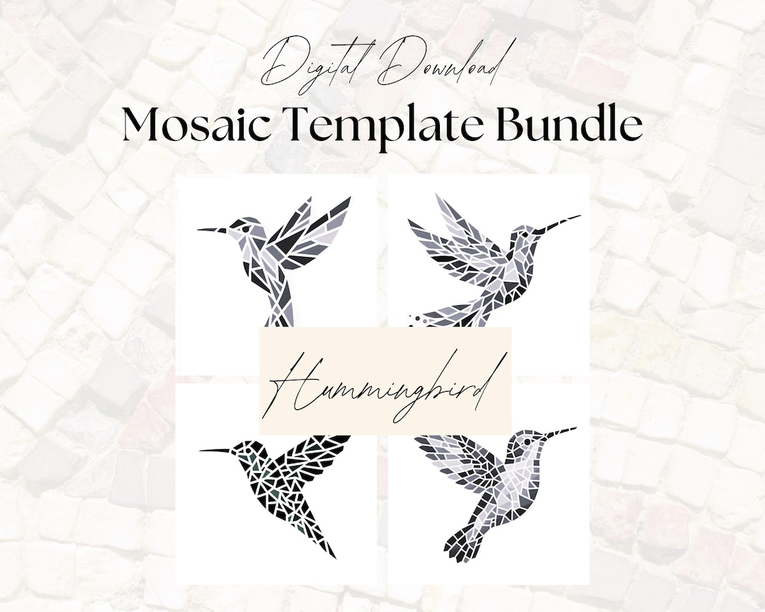 Hummingbird Mosaic Art Pattern Template – Digital Download – Printable ...