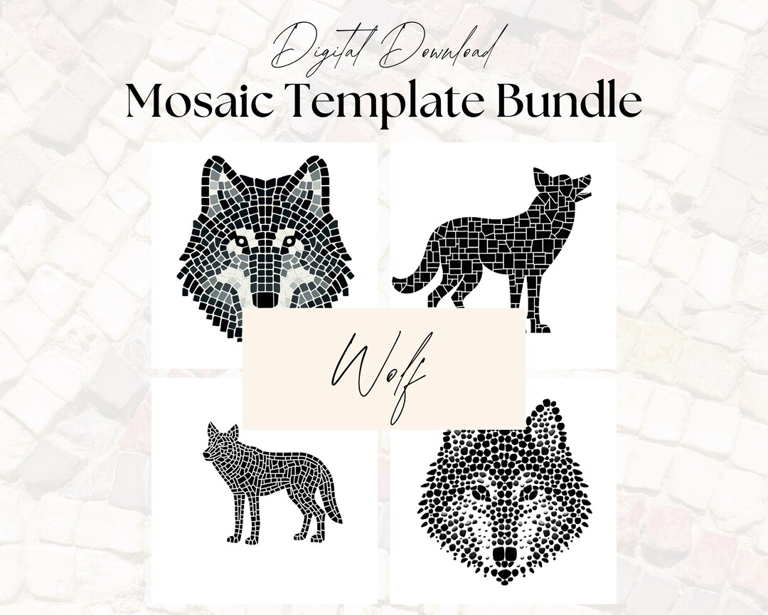 Wolf Mosaic Template Art Pattern – Digital Download – Printable – for ...