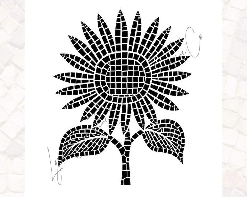 Sunflower Mosaic Template Art Pattern – Digital Download – Printable – for Ceramic, Glass, Tile ...