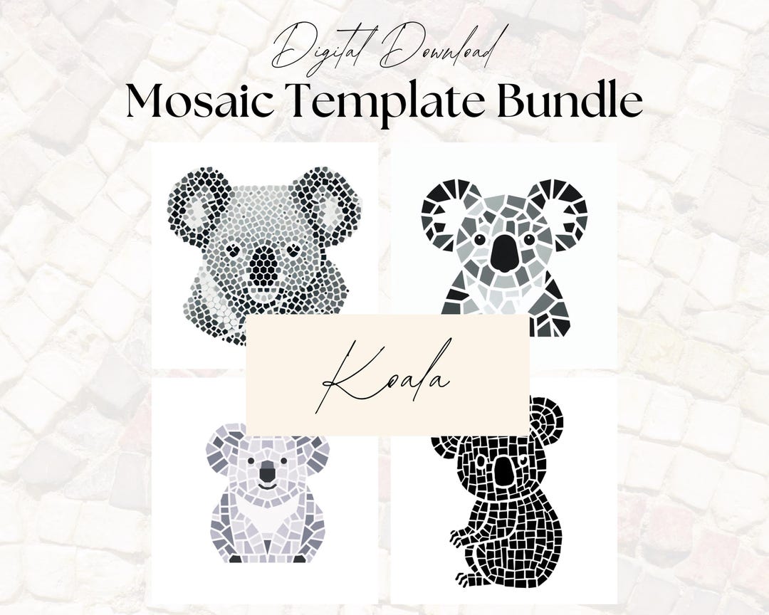 Koala Mosaic Template Art Pattern – Digital Download – Printable – for Ceramic, Glass, Tile ...