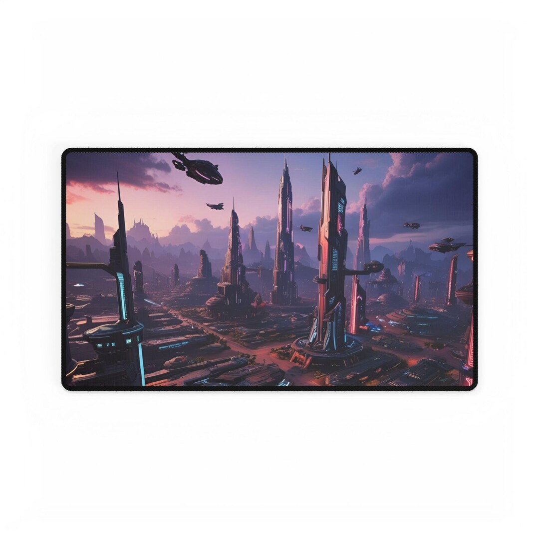 Futuristic Desk Mat for Gamers, Gaming Accessories, Office Decor, Sci ...