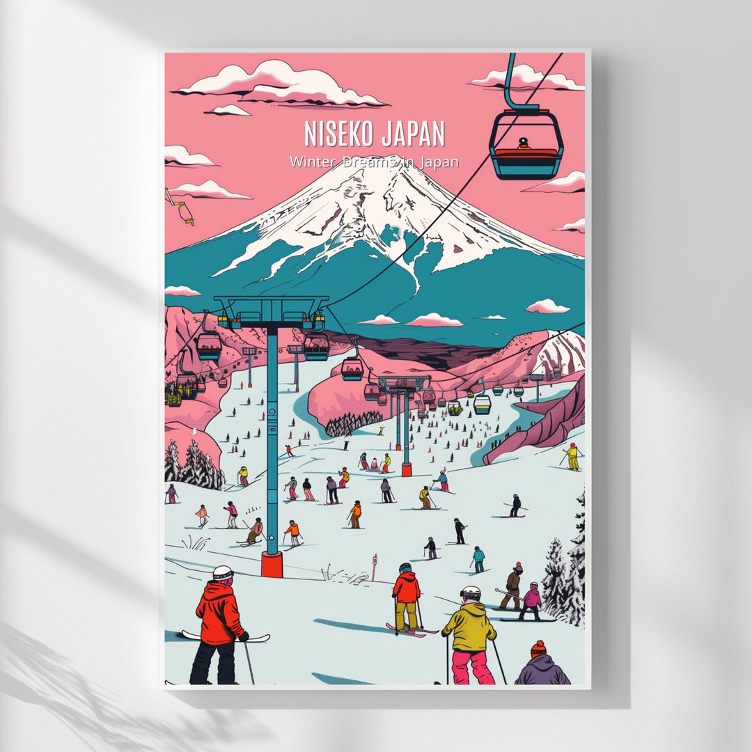Niseko Ski Japan Poster – Colorful Winter Wonderland Print for Snow ...