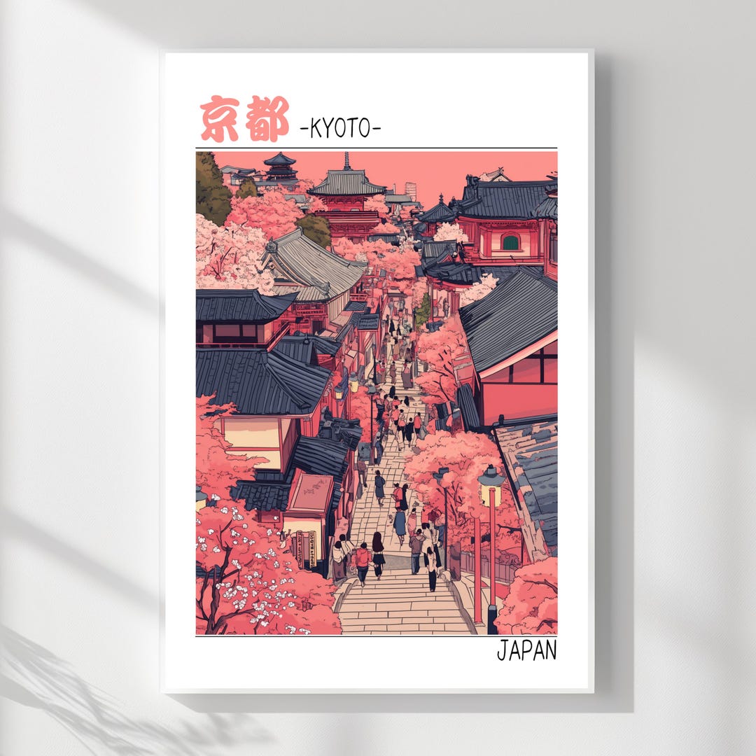 Kyoto Cityscape Wall Art – Pink Aesthetic Japanese Digital Download ...