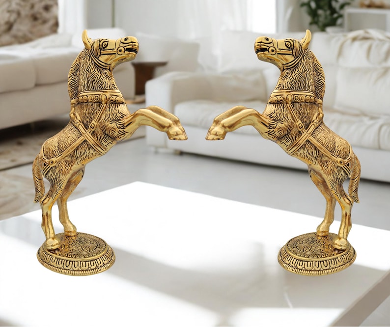 Golden Antique Horse Statue: Luxekart Equestrian Sculpture - Etsy