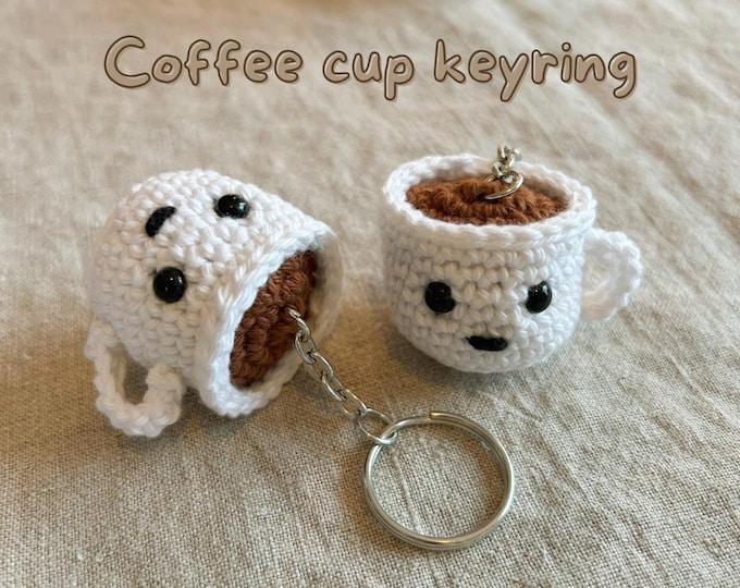 Crochet Coffee Cup Keychain - Handmade Amigurumi Coffee Mug Keyring ...