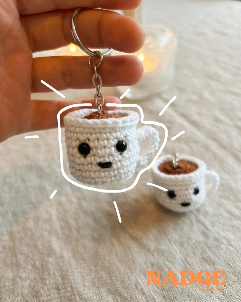 Crochet Coffee Cup Keychain: Handmade Amigurumi Plush Bag Charm - Etsy