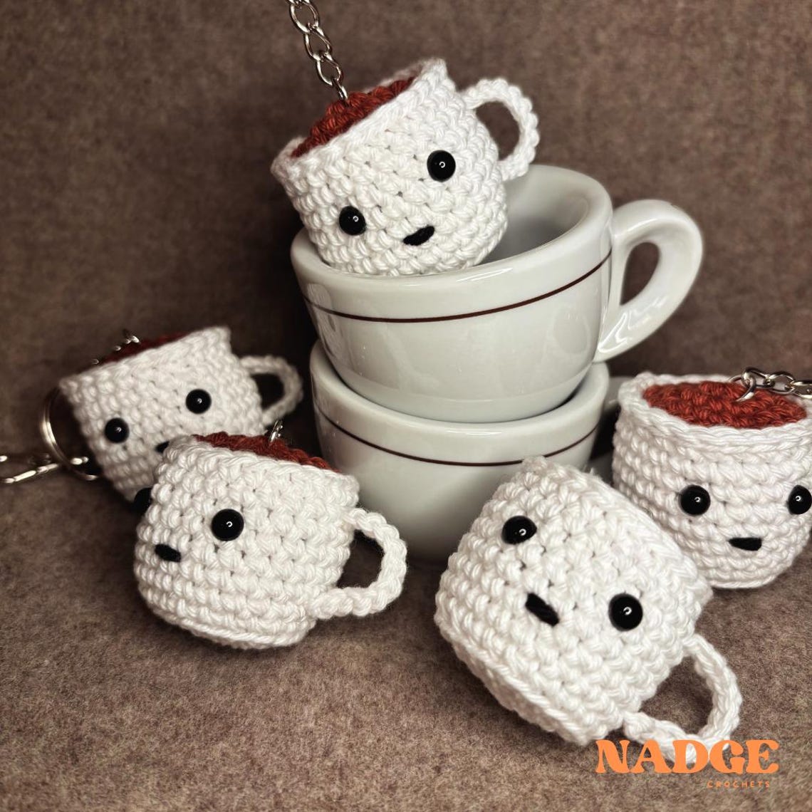 Crochet Coffee Cup Keychain: Handmade Amigurumi Plush Bag Charm - Etsy