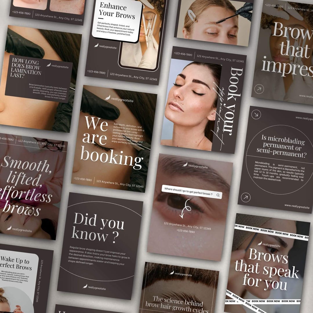 Brow Tech, Social Media Templates, Instagram Post, Insta Story, Canva ...