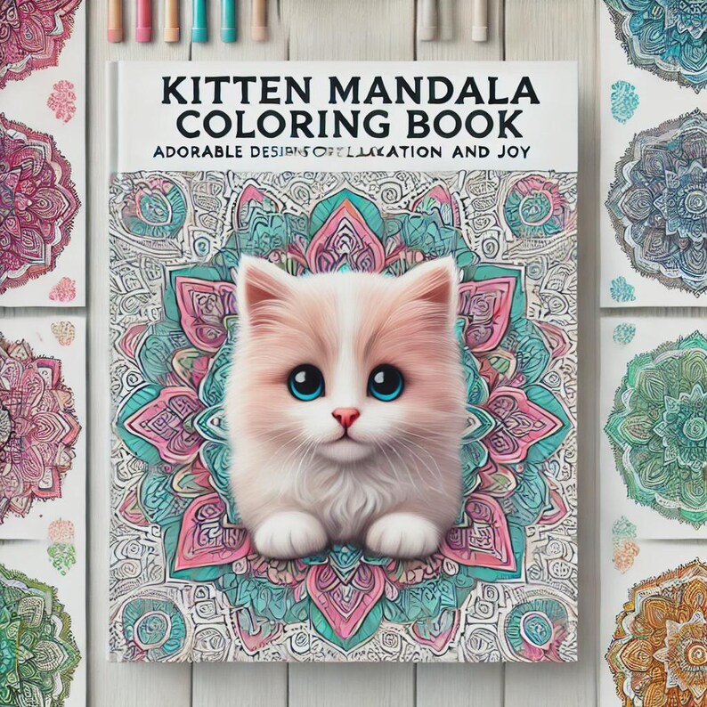 Mandala Cat Coloring Page Printable, Zen Lotus Butterfly Art, Instant ...