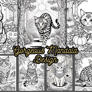 Mandala Cat Coloring Page Printable, Zen Lotus Butterfly Art, Instant ...
