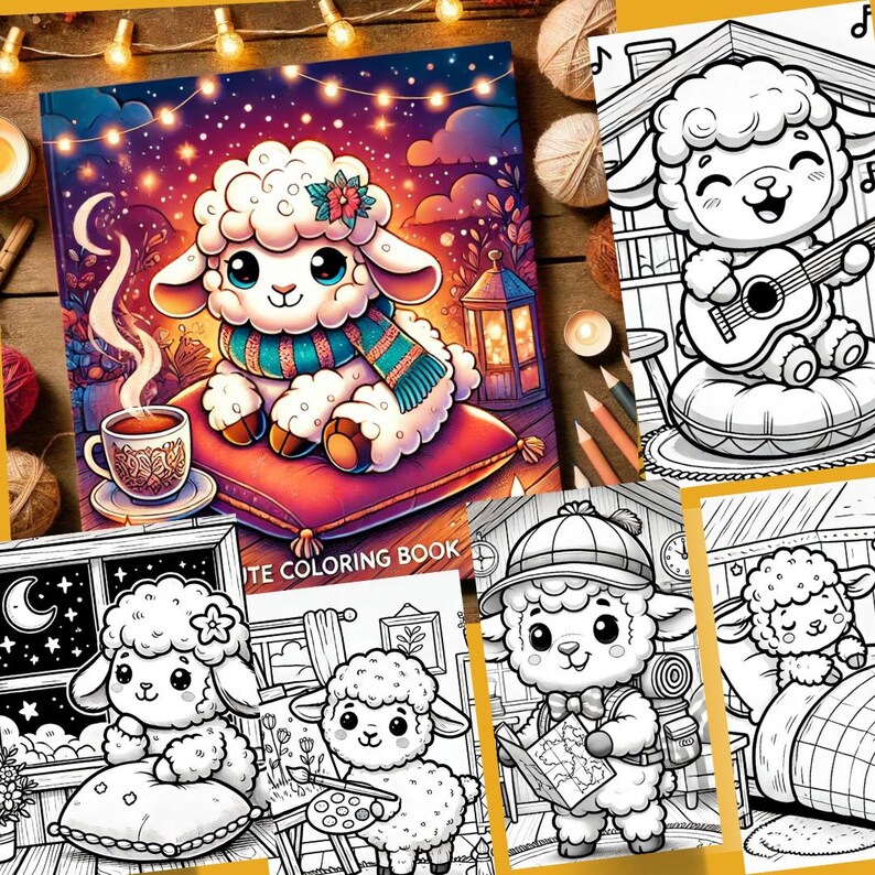 Adorable Cozy Lamb Coloring Book for Kids – 20 Printable Pages – Cozy ...