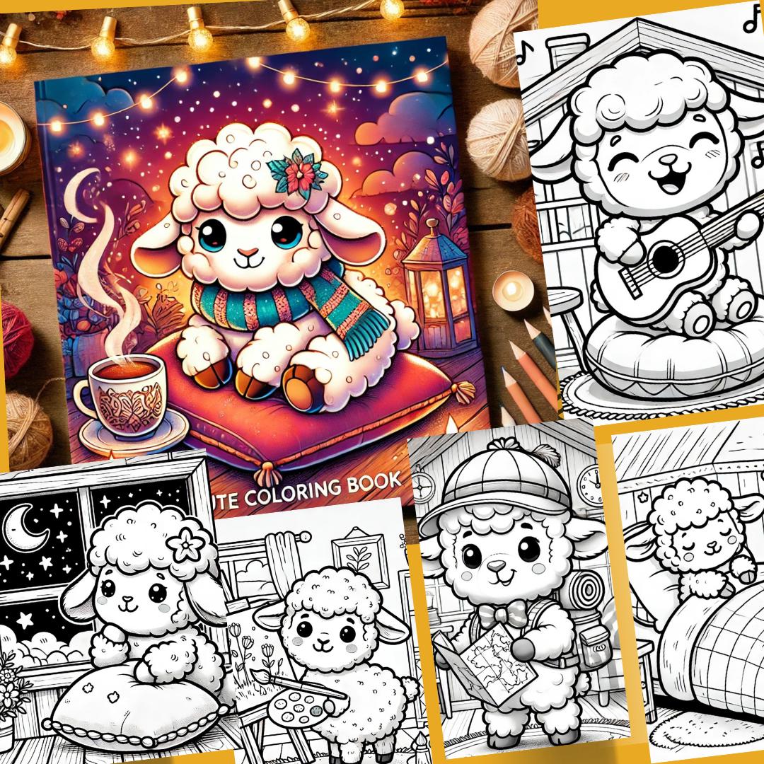 Adorable Cozy Lamb Coloring Book for Kids – 20 Printable Pages – Cozy ...