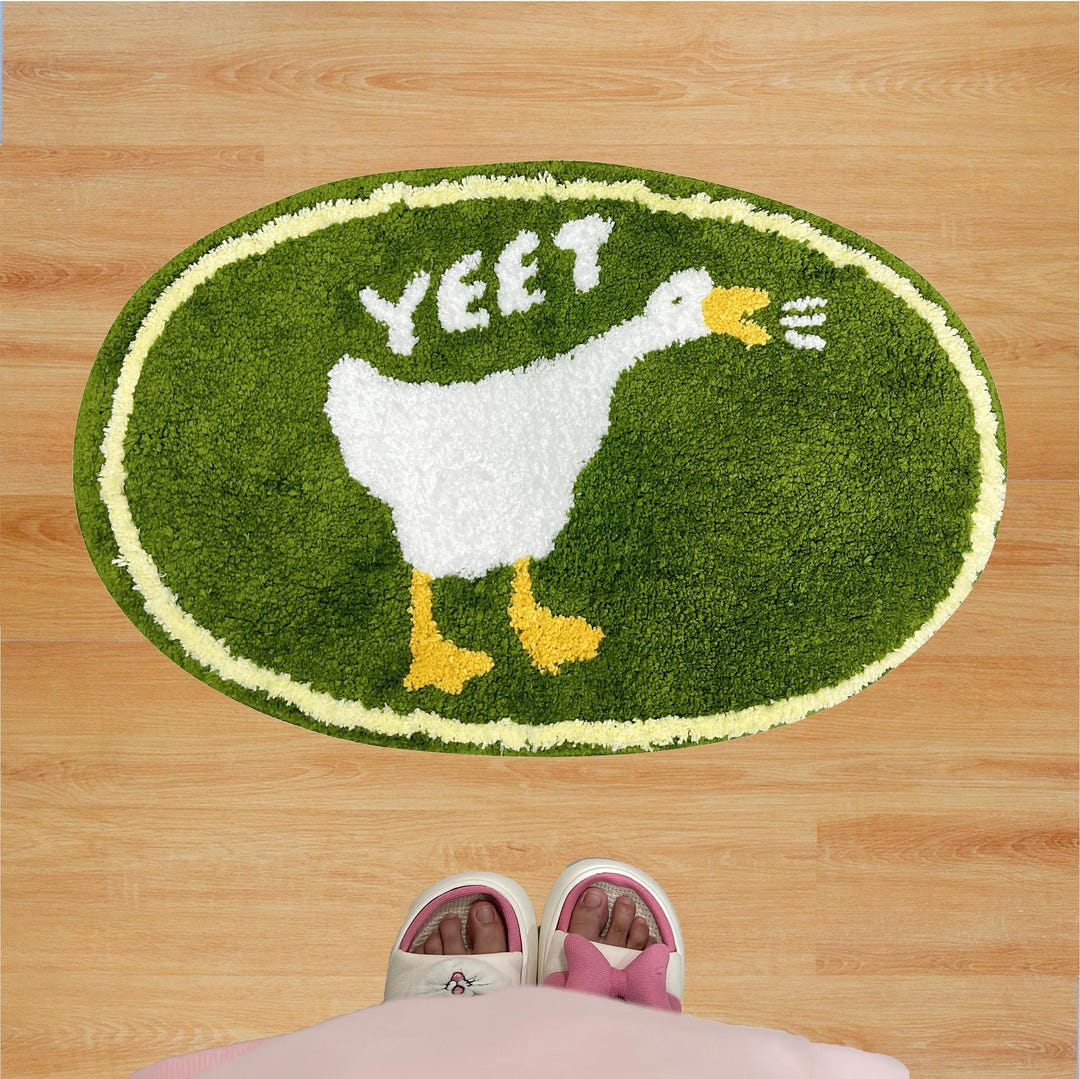 Cute Duck Shape Bath Mat, Funny Duck Flocking Bath Mats, Hand Tufted ...