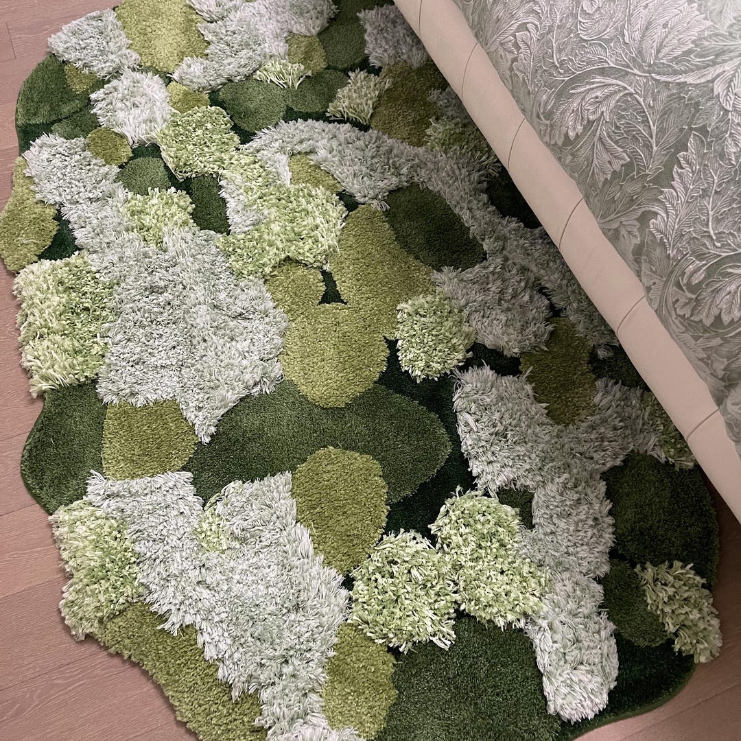 Forest Moss Rugs, Green Grass Moss Rug, Green Nature Inspired Rug, Hand ...