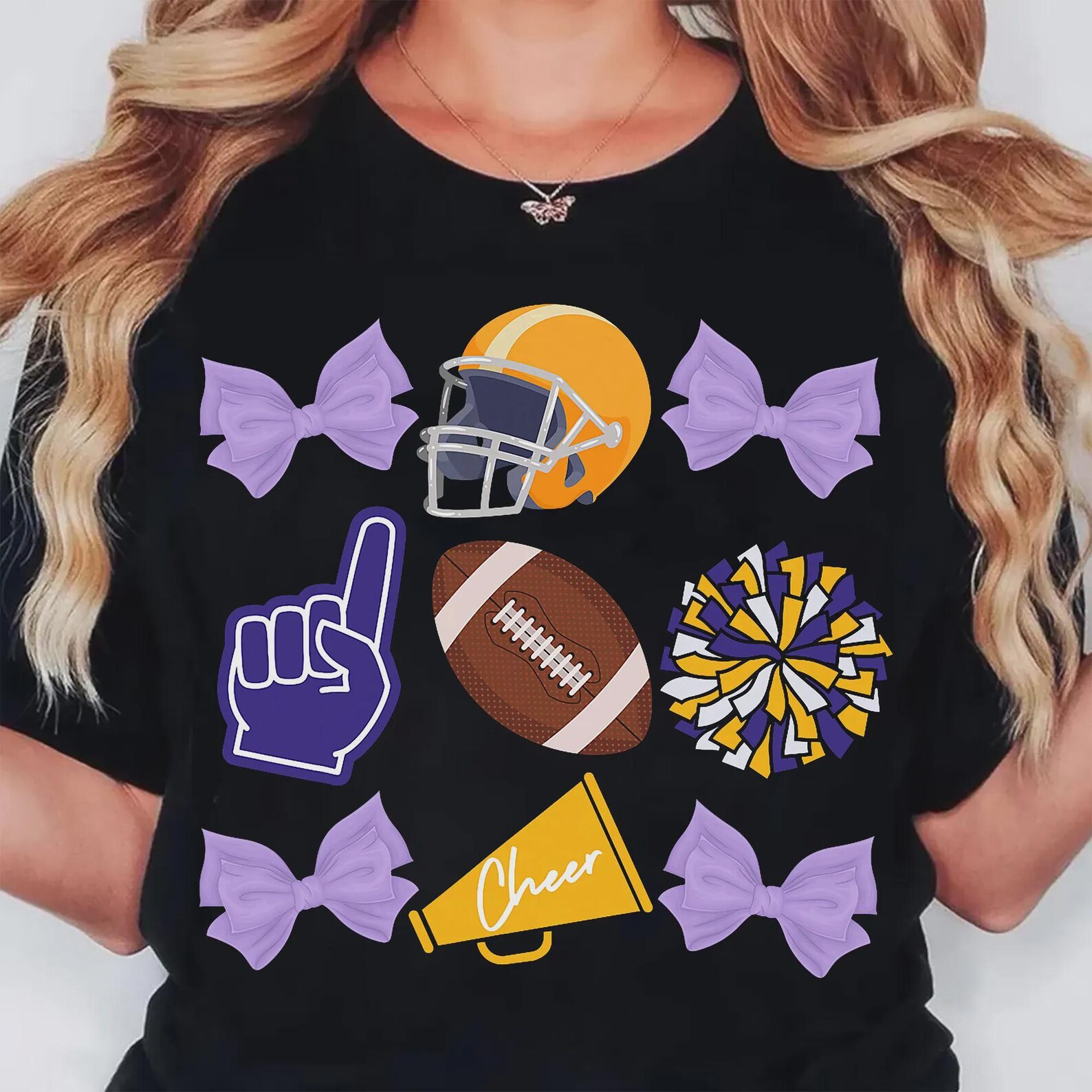 Purple Gold Game Day PNG Bundle, Football Cheer Bow Helmet Digital ...