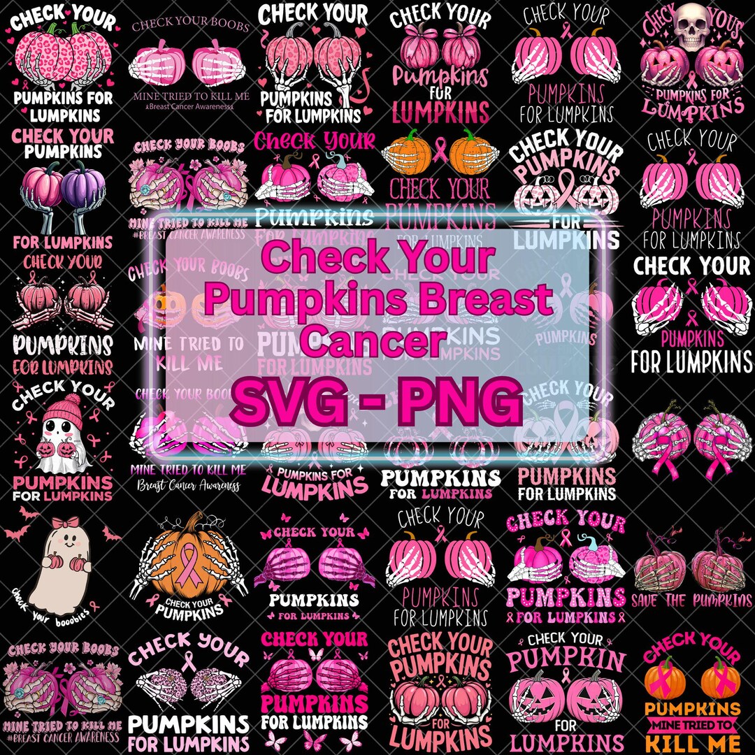 Check Your Pumpkins Breast Cancer Awareness SVG PNG, Pink Ribbon ...