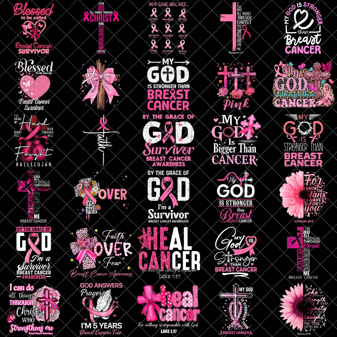 Jesus Pink Bow Breast Cancer Png Bundle, Christian Breast Cancer Png ...