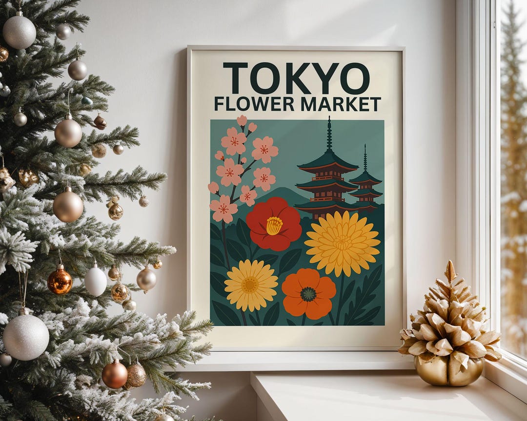 Tokyo Flower Market Poster – Japanese Wall Art, Floral Japan Travel ...