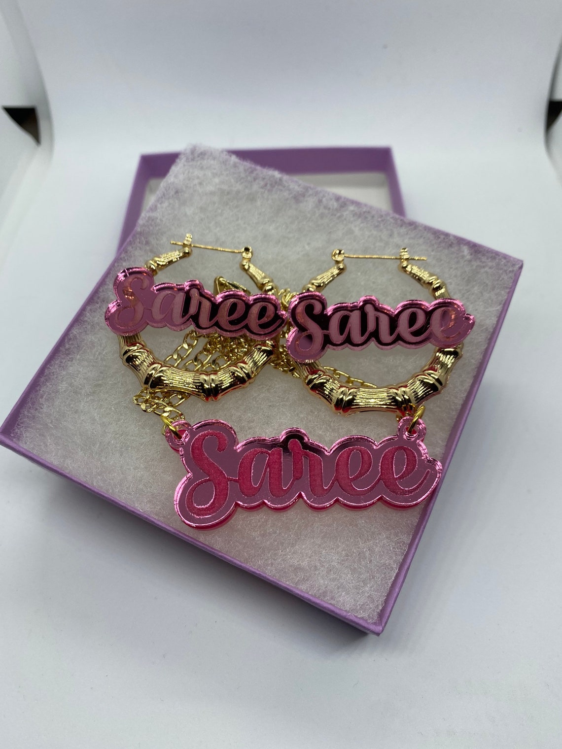 Kids Name Necklace, Name Plate Necklace, Pretty Kids Name Plate Set ...